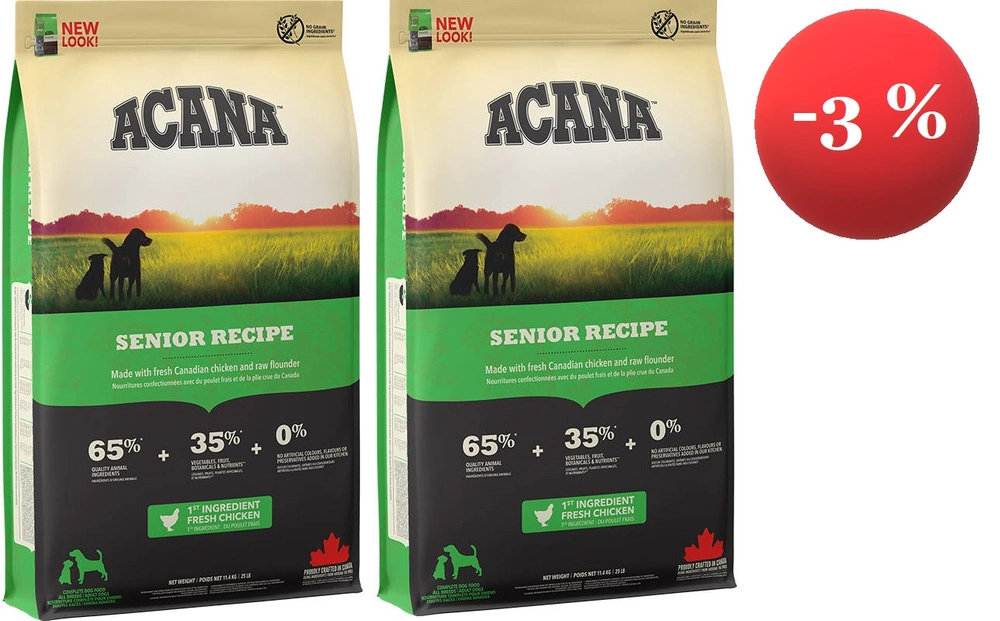 ACANA HERITAGE Senior Dog 2x11,4kg | Gyvūnų prekių internetinė parduotuvė ZooKaralyste