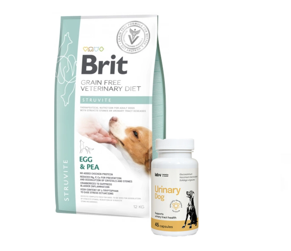 Brit GF veterinary diets dog Struvite 12 kg + LAB-V Urinary Dog ...
