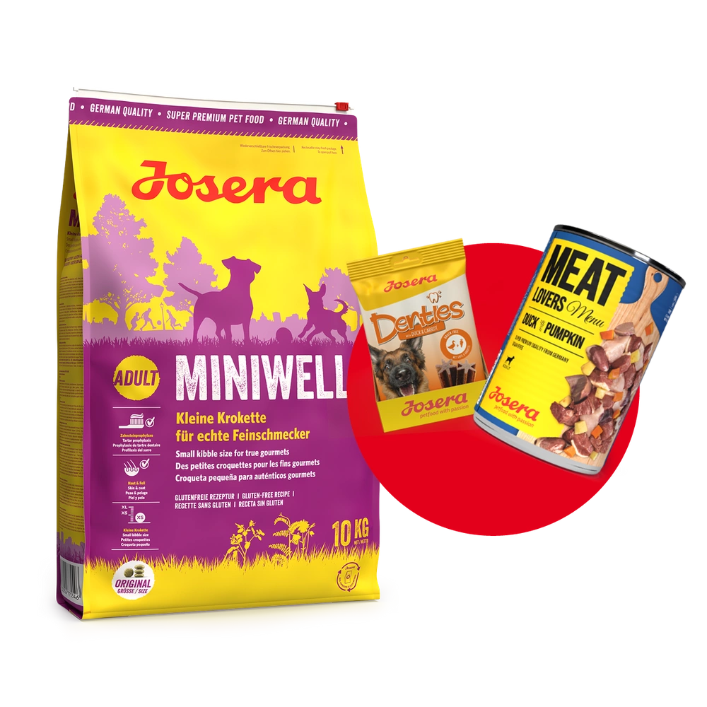 JOSERA Miniwell 10kg + Denties 180g ir Meatlovers 400g NEMOKAMAI ...